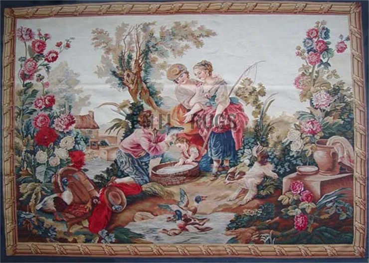 Gobelin-Picture-Tapestry-Wall-Hanging-Pure-Handmade-Wool-Palace-French ...