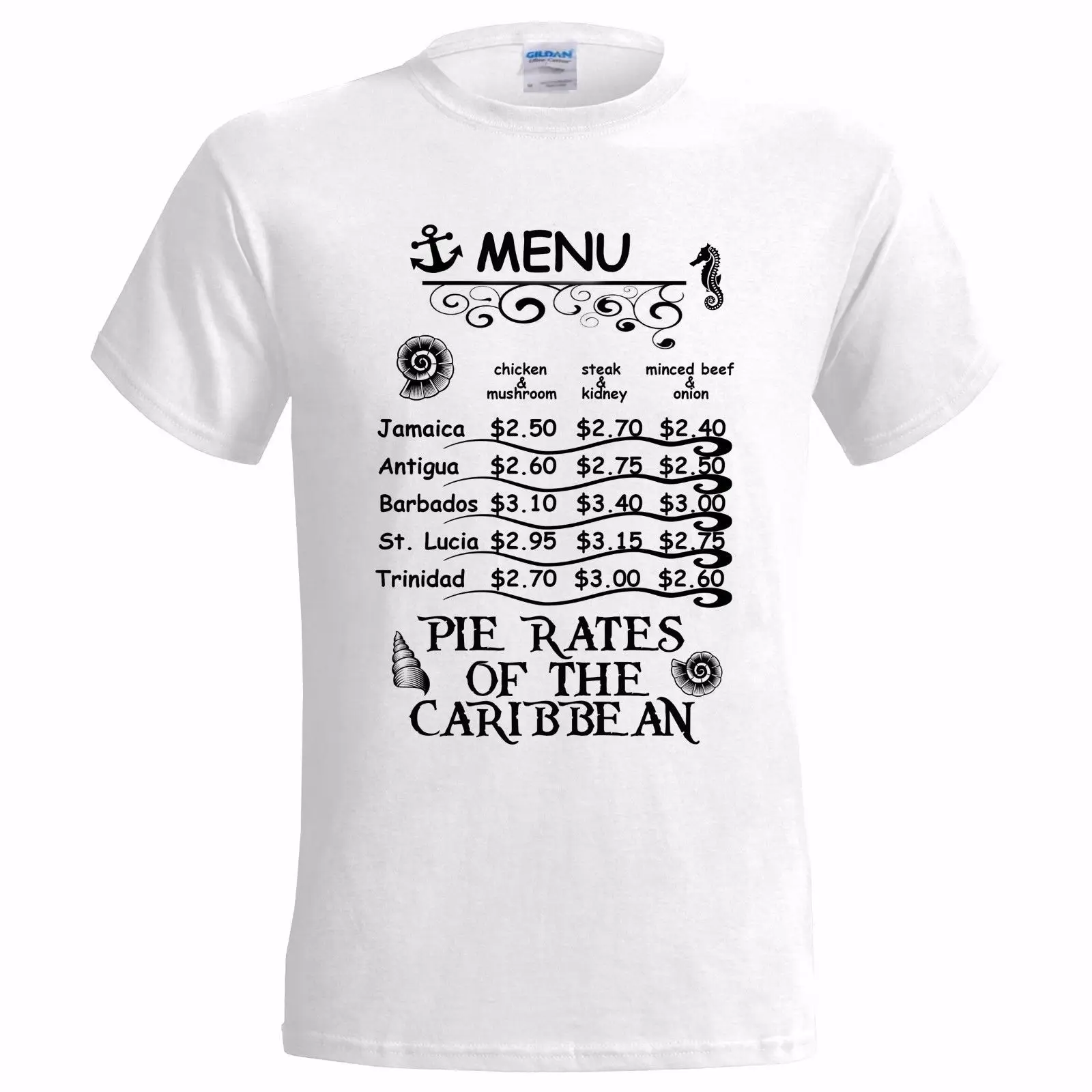 PIE RATES OF THE CARIBBEAN FUNNY MENS T SHIRT JOKE PIRATES FANCY DRESS