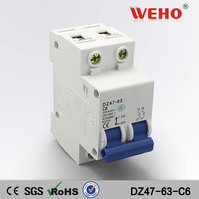 DZ47 63 C6 Manufacturing Company C45N Electrical Miniature Circuit Breaker Mcb 6A 2P|mcb 6a ...