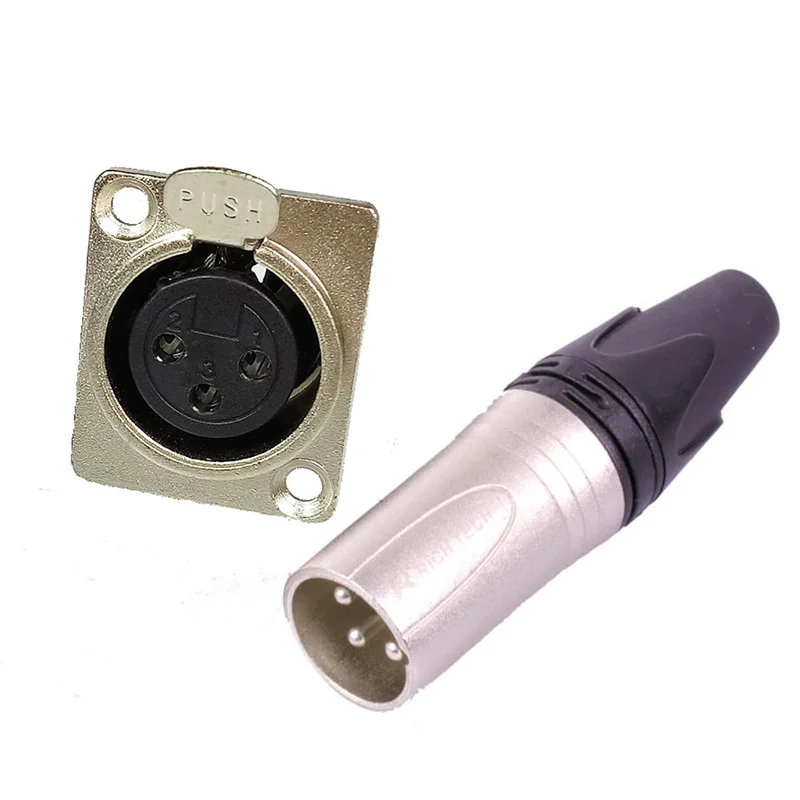 2sets Audio Microphone Socket/Plug Connector Mount Panel Female Chassis ...