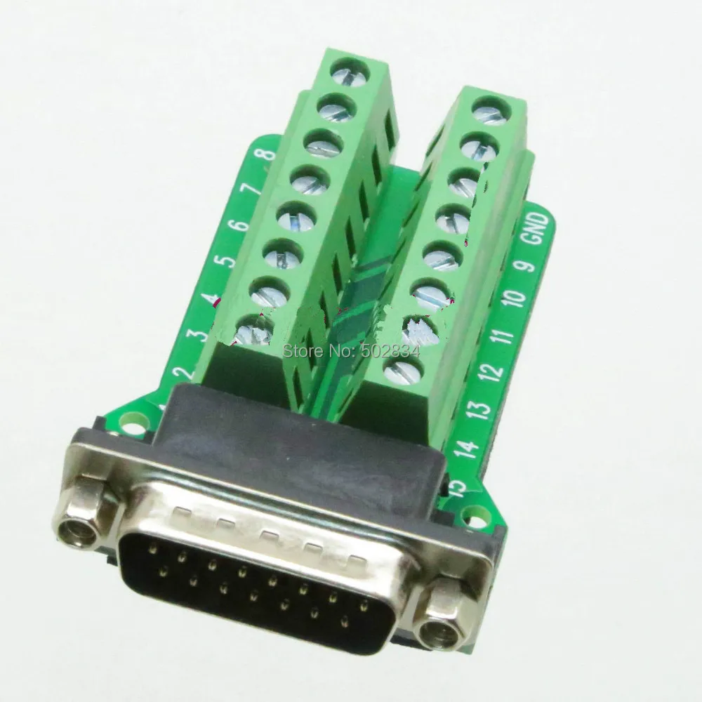 Electrical Equipment & Supplies DB15 D-SUB 2 Row 15 Pin Plug Breakout ...