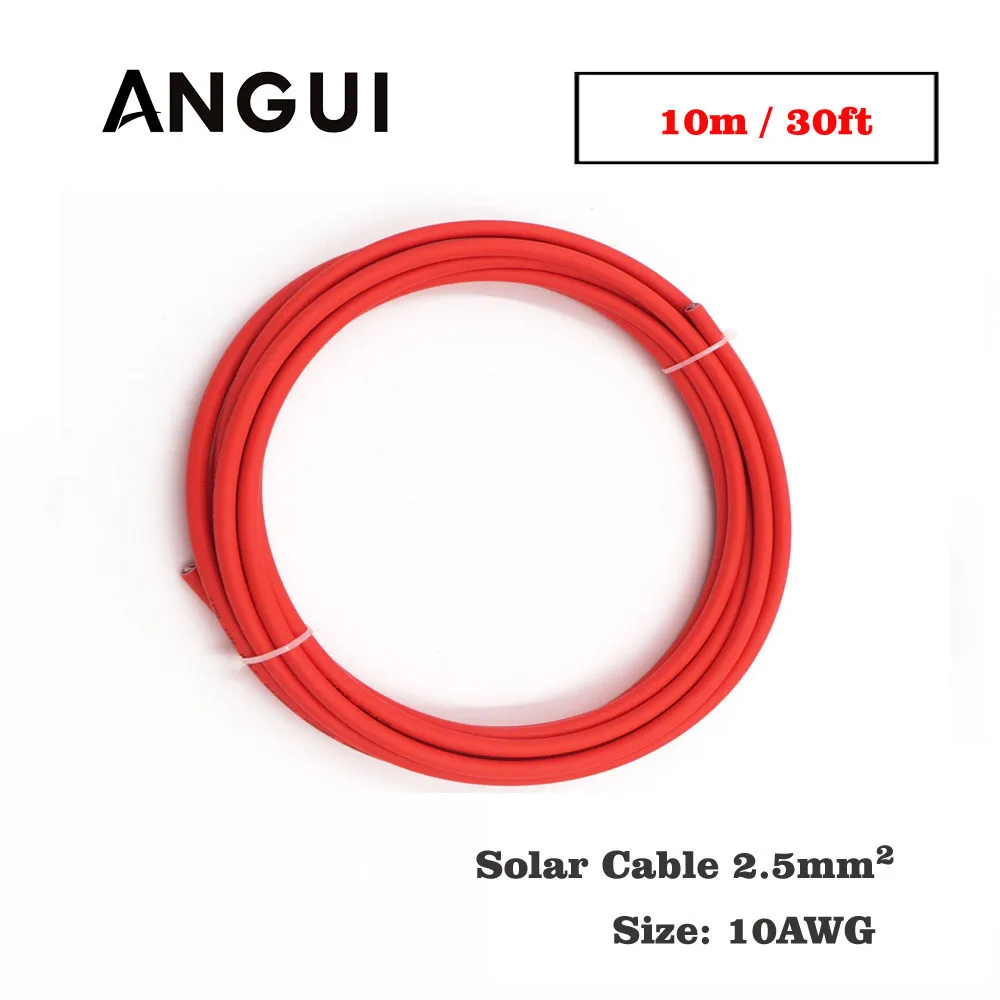 10m 30ft x 10AWG 6mm2 Red Color Positive wire PVC Insulated ...