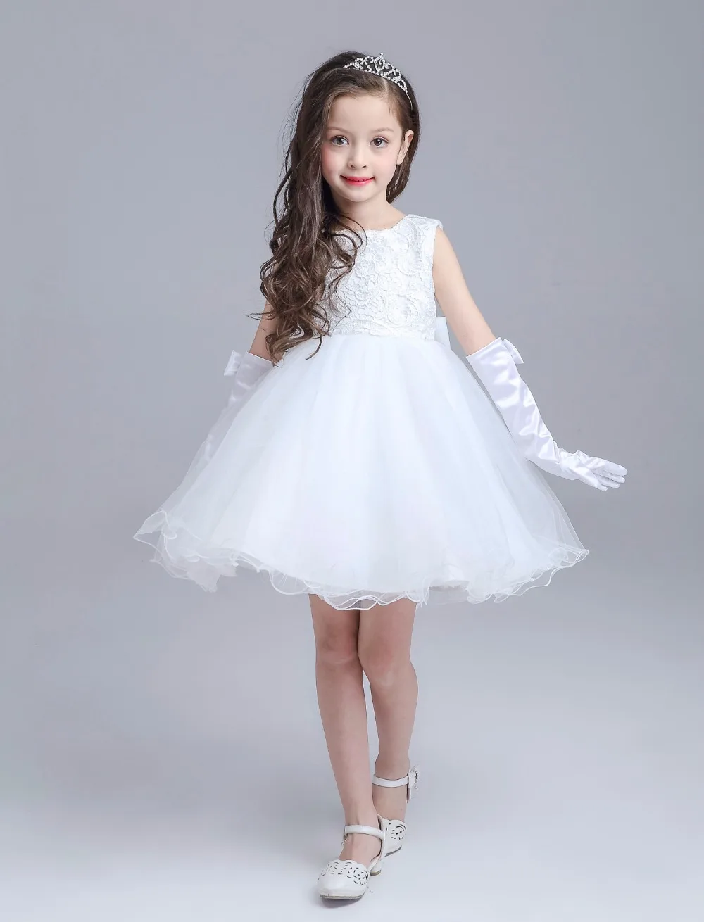 Girl lace top first holy communion dress, girl pageant wedding dress ...
