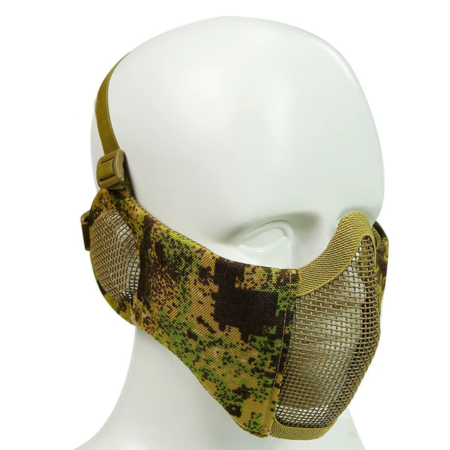 1000D Nylon Military Tactical Mask Half Face Ear Protection Airsoft Paintball Mask Protective CS ...