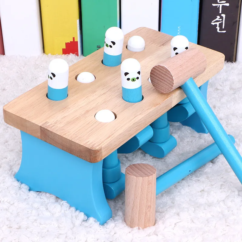 wooden color cognition building blocks toys baby knock toy infant ealy ...