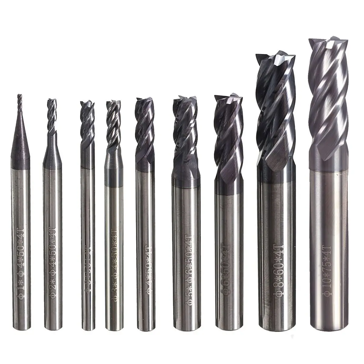 8mm Shank Tungsten Carbide 4 Flute End Mill CNC Milling Cutter HRC50 ...
