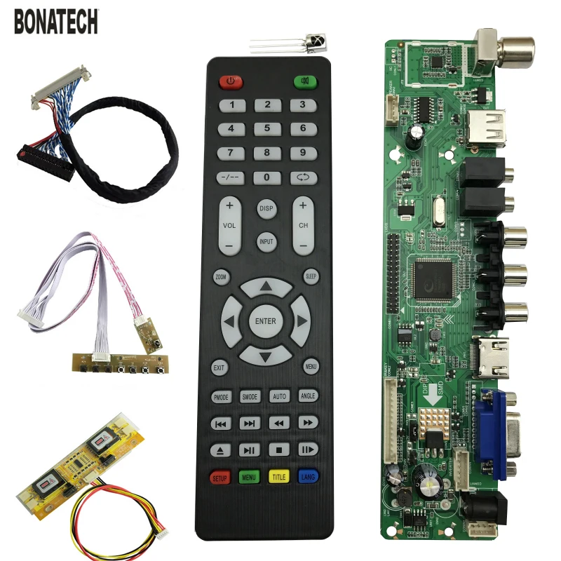 V56 Universal LCD TV Controller Driver Board PC/VGA/HDMI/USB Interface ...