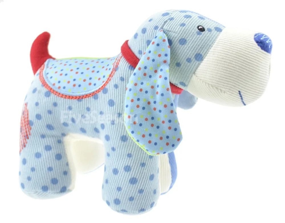 Medium Soft and Cuddly Stuffed Blue Polka Dot Dog Toy for Infant Up To ...