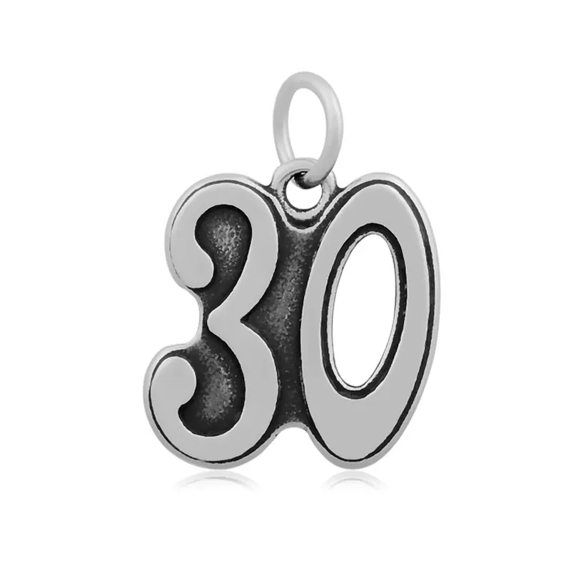 BULK 30pcs Stainless Steel Antique Color Number 30 Pendant 30th ...