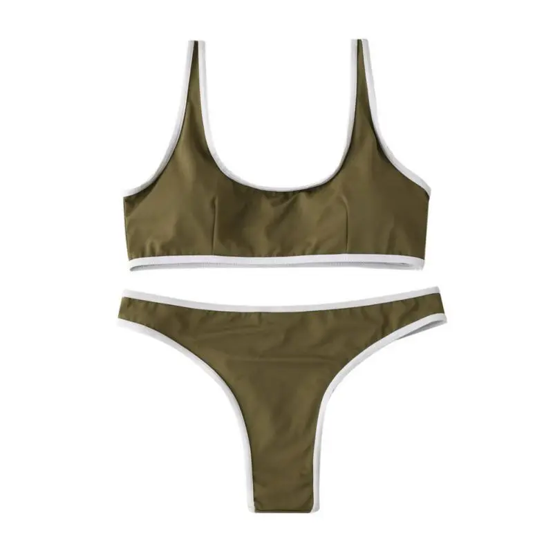 Women Sexy Bikini Set Push Up Padded Bra Solid Swimsuit Bathing Suit Swimming Clothes Female