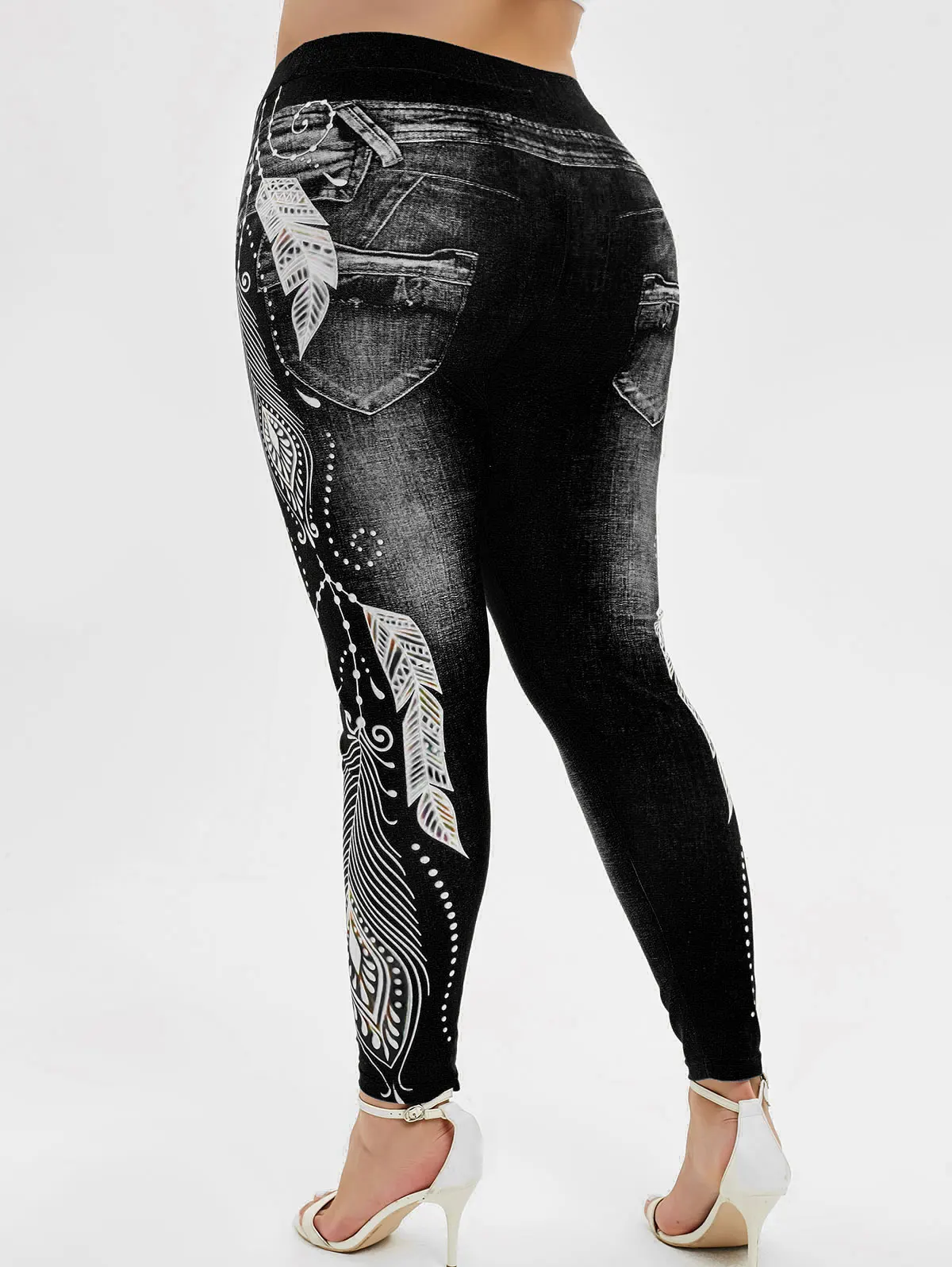 Wipalo размера плюс 3D джинсы с принтом Леггинсы с высокой талией облегающие Женские леггинсы ...