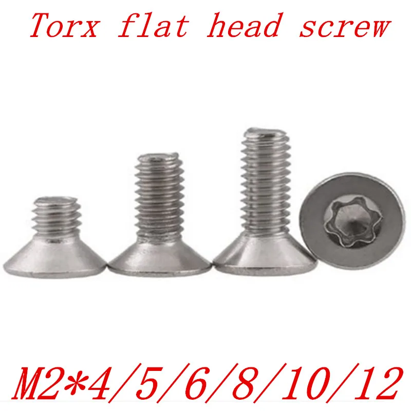 50pcs/lot M2x4/5/6/8/10/12 2mm 304 Stainless Steel Torx Countersunk ...