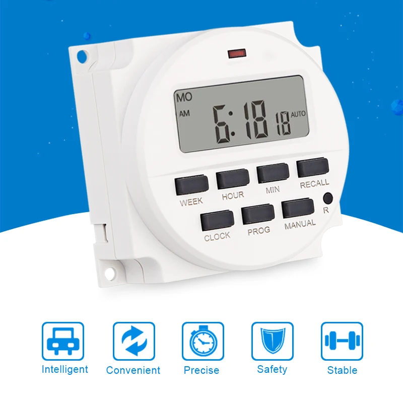 Tm618h 2 220v Ac Digital Time Switch Output Voltage 7 Day Weekly Programmable Timer Switch For