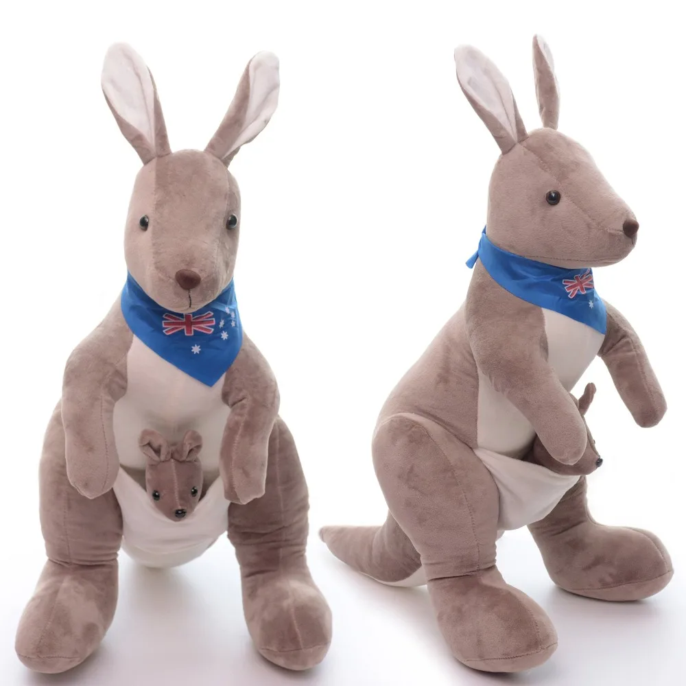 Plush Kangaroo Doll Stuffed Animal Toys With Blue Scarf Toys ...