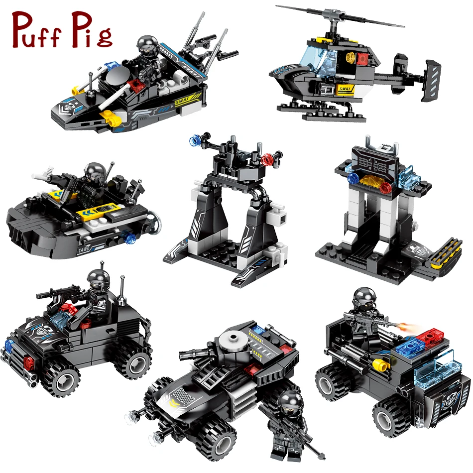 695pcs 8in1 Military Swat Team Police Mobile Command Center Trucks ...