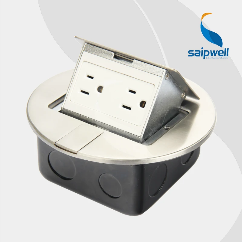 15A 110V Circular Design Stainless Steel Floor Socket /2 Gang North ...