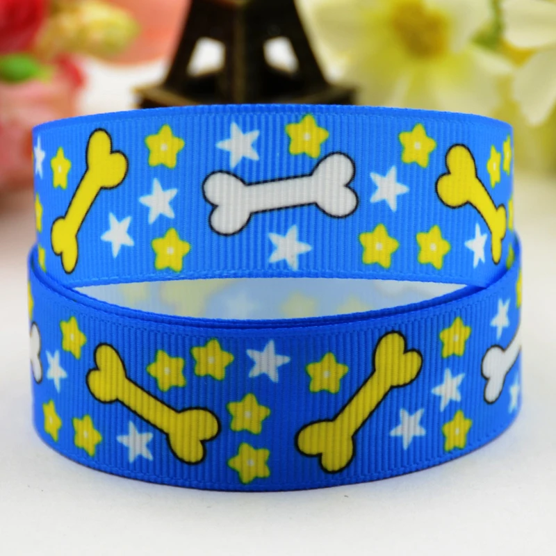 7/8'' (22mm) Dog bone Cartoon Character printed Grosgrain Ribbon party ...
