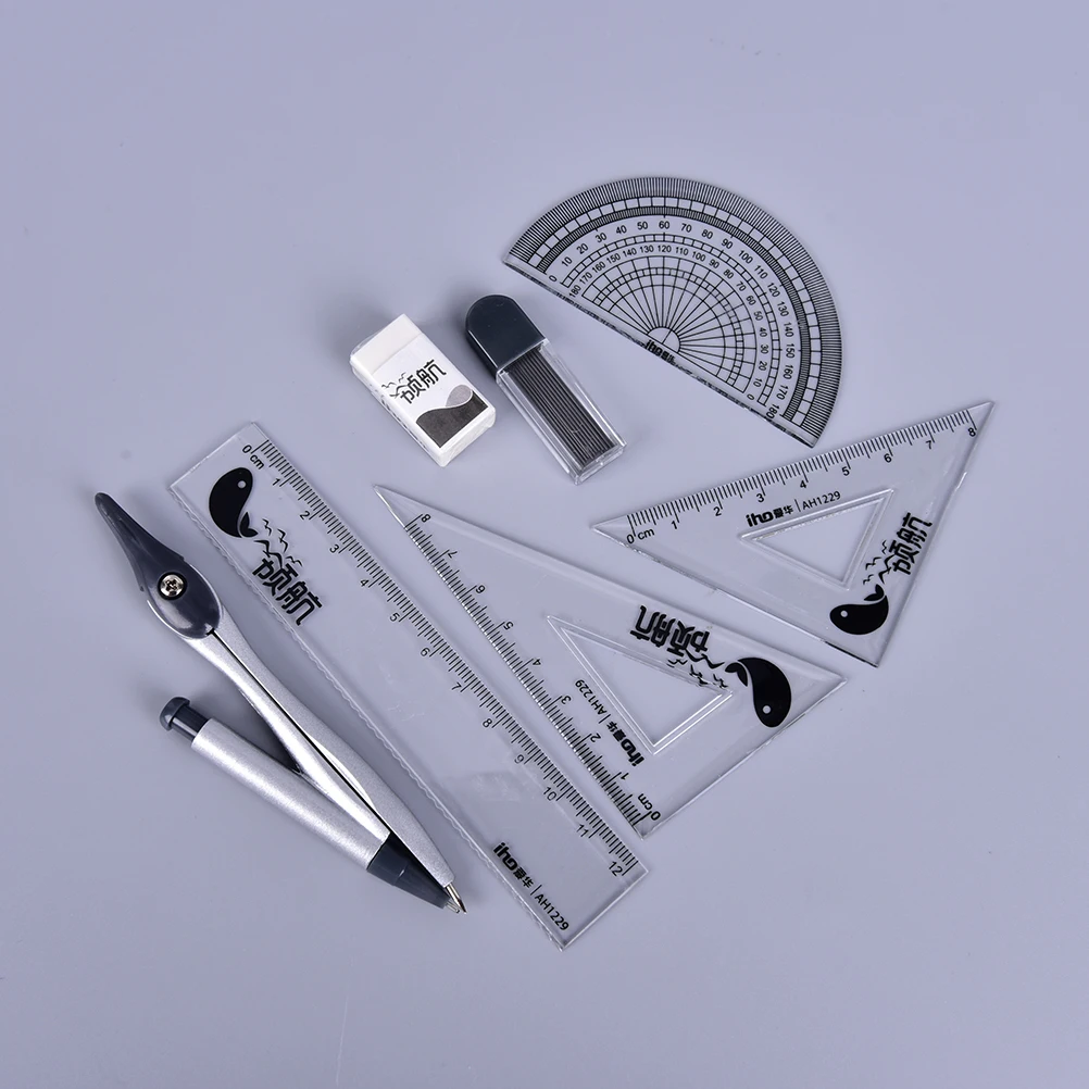 7 Pieces Of Compasses Ruler Set Student Ruler Set Brands Goniometro ...