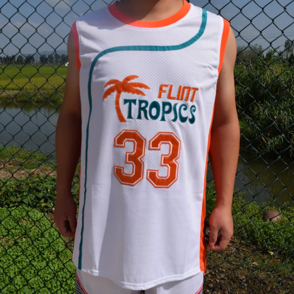 YUEYA Jackie Moon 33 Flint Tropics Basketball Jersey Semi Pro White S ...