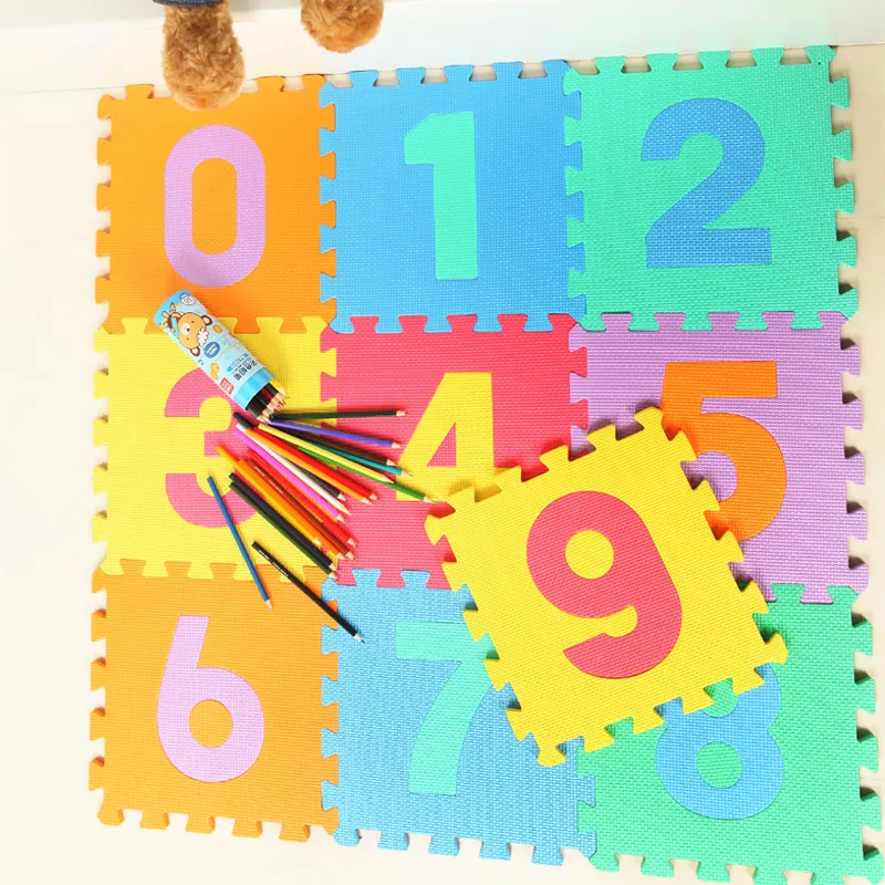 Quality 10 pcs/ Lot Digit Play mat child cartoon puzzle floor mat baby ...