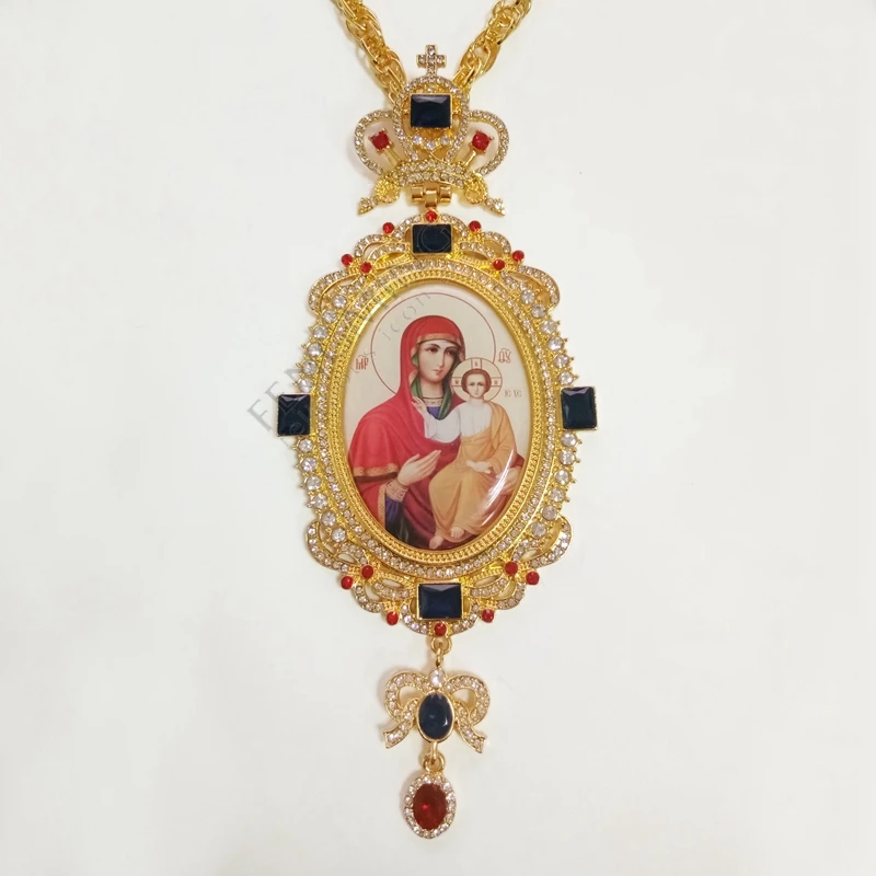Orthodox elliptic Pectoral Cross design jeweled religious icon ...