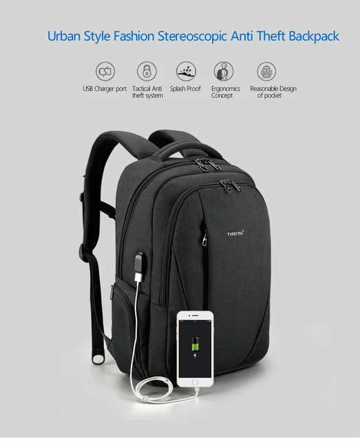 Tigernu Bag Tigernu Men Backpacks Anti Theft USB Charging 15.6 Laptop