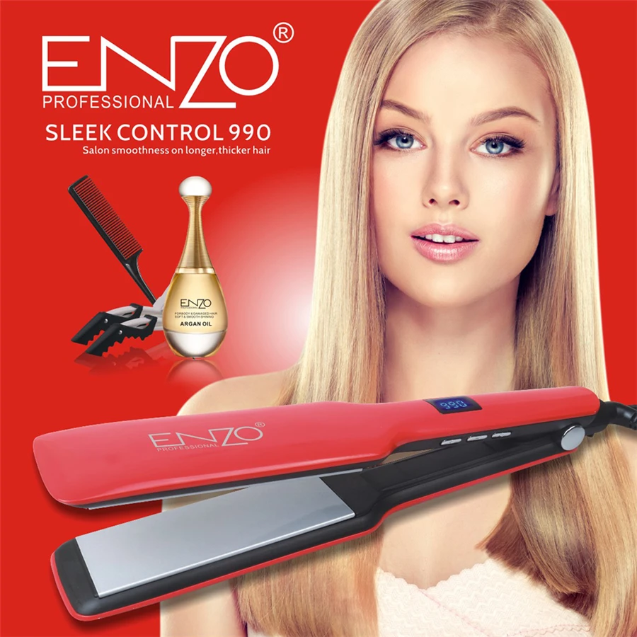ENZO Professional Titanium Flat Iron Straightener ดิจิตอลจอแสดงผล LCD ...