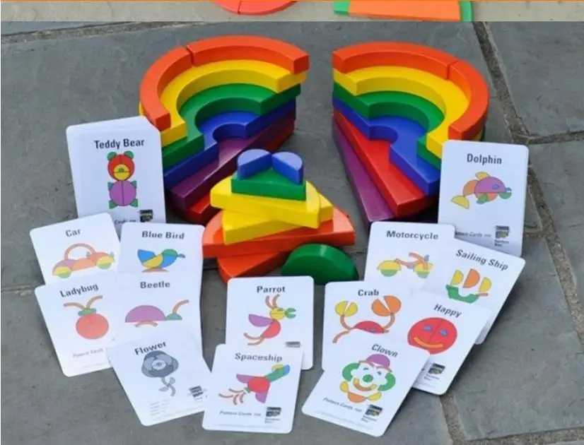 Hot Big size baby wooden color sort rainbow blocks toys/ Kids Child ...