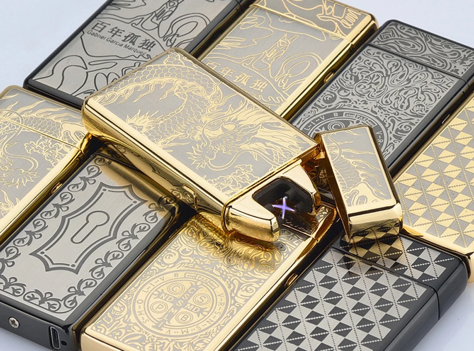 Metal Ultra Thin Briquet USB X double Arc pulse lighter,Portable ...
