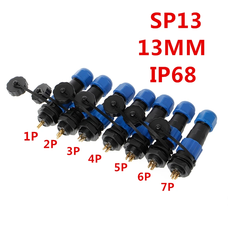 Waterproof Connector Sp13 13mm Type 2 3 4 5 6 7pin Ip68 Cable Connector ...