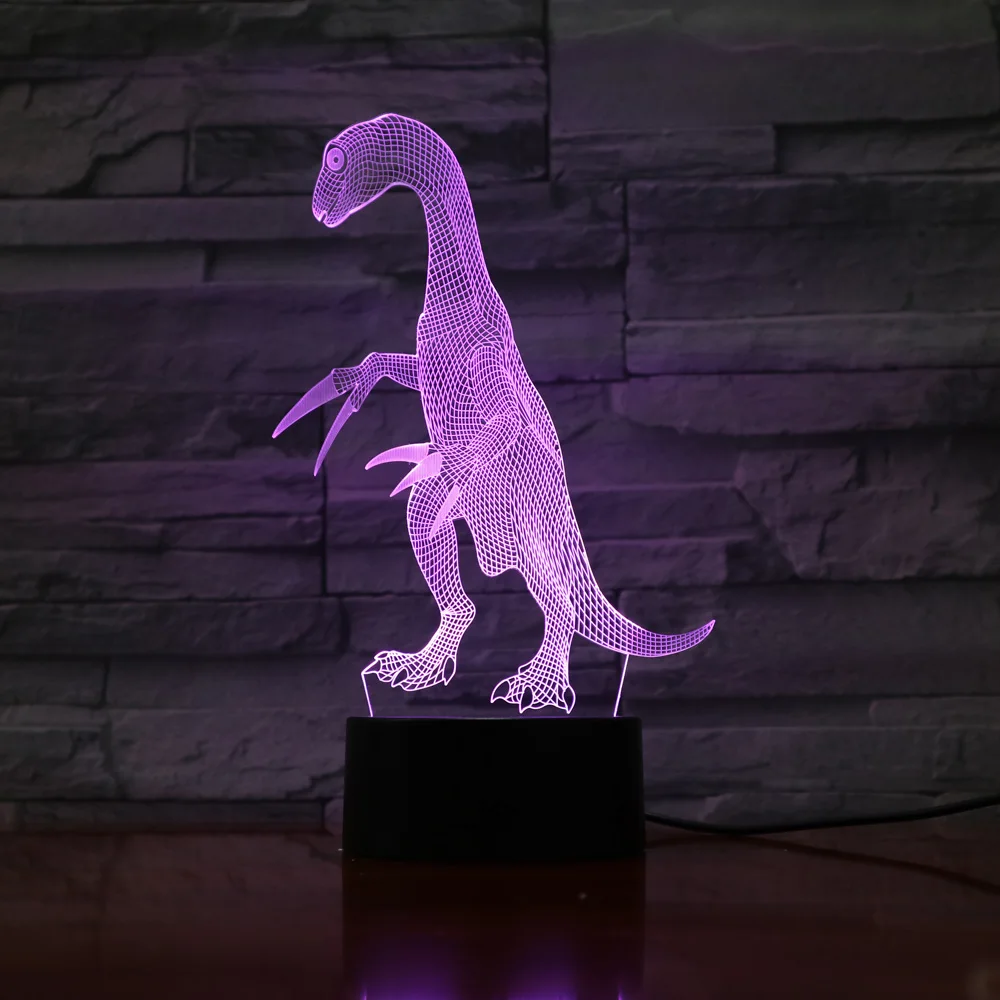 Dinosaur 3D Visual LED Night Light 7 Colors Changing Table Lamp ...