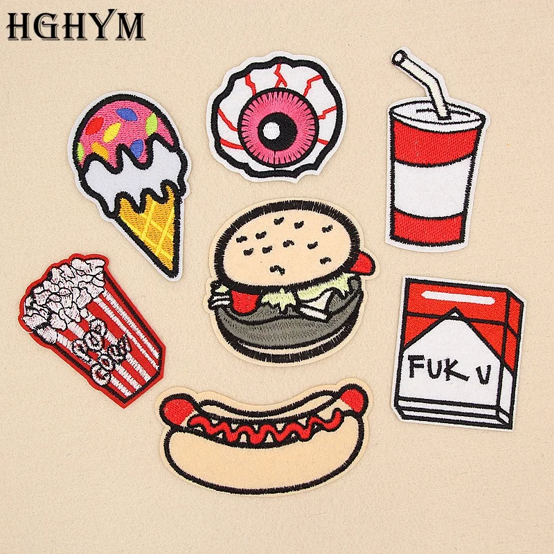 1Pc Cartoon Food Patches Iron On Appliqued Motif Embroidery Patch For ...