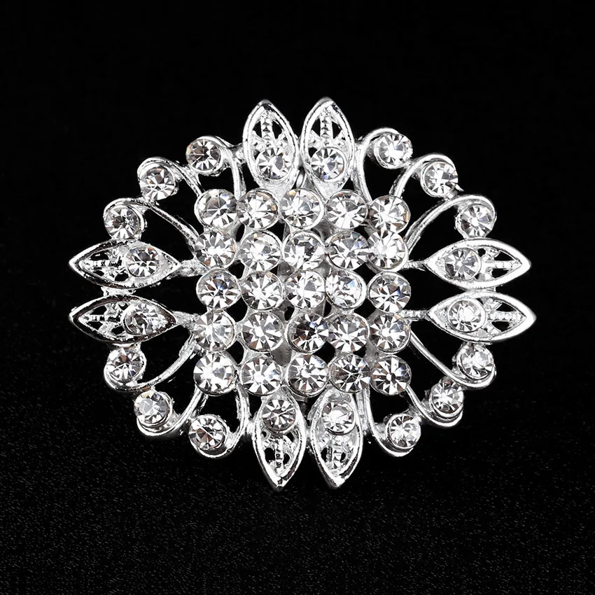 Aliexpress.com : Buy Silver Plated Small Round Flower Rhinestone Brooch ...