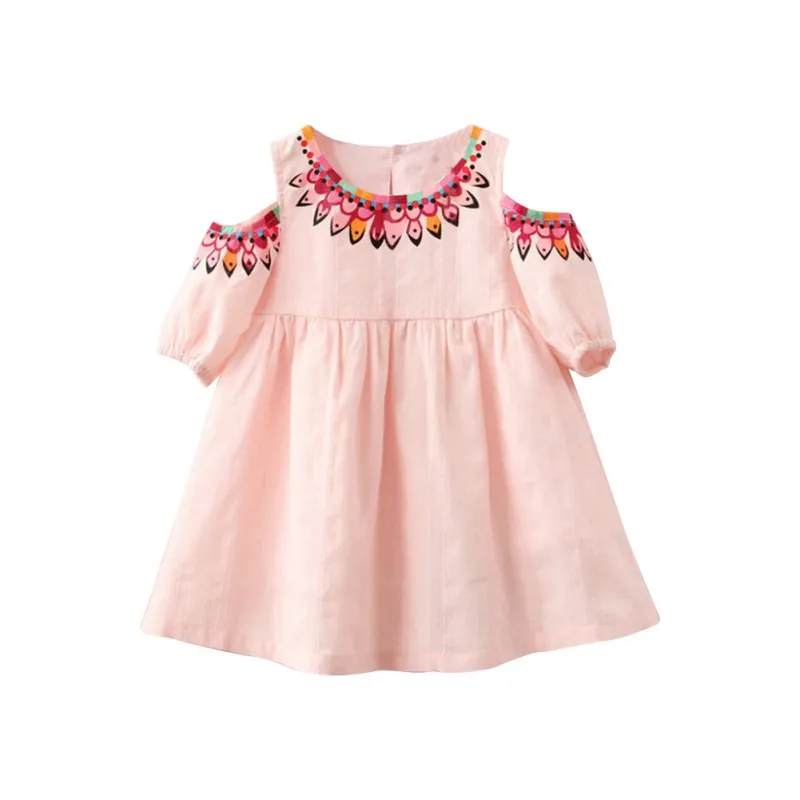 Girl Off Shoulder Dress Printed Half Sleeve Kids Dresses For Girls ...