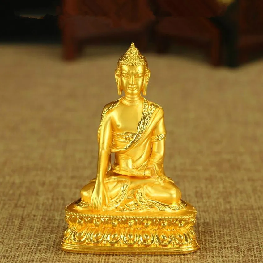 Tibetan Tantra Small Figure Of Buddha Gold-plated Triratna Buddha Mini ...