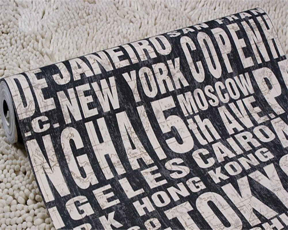 Beibehang European And American English Alphabet Map Clothing Store ...