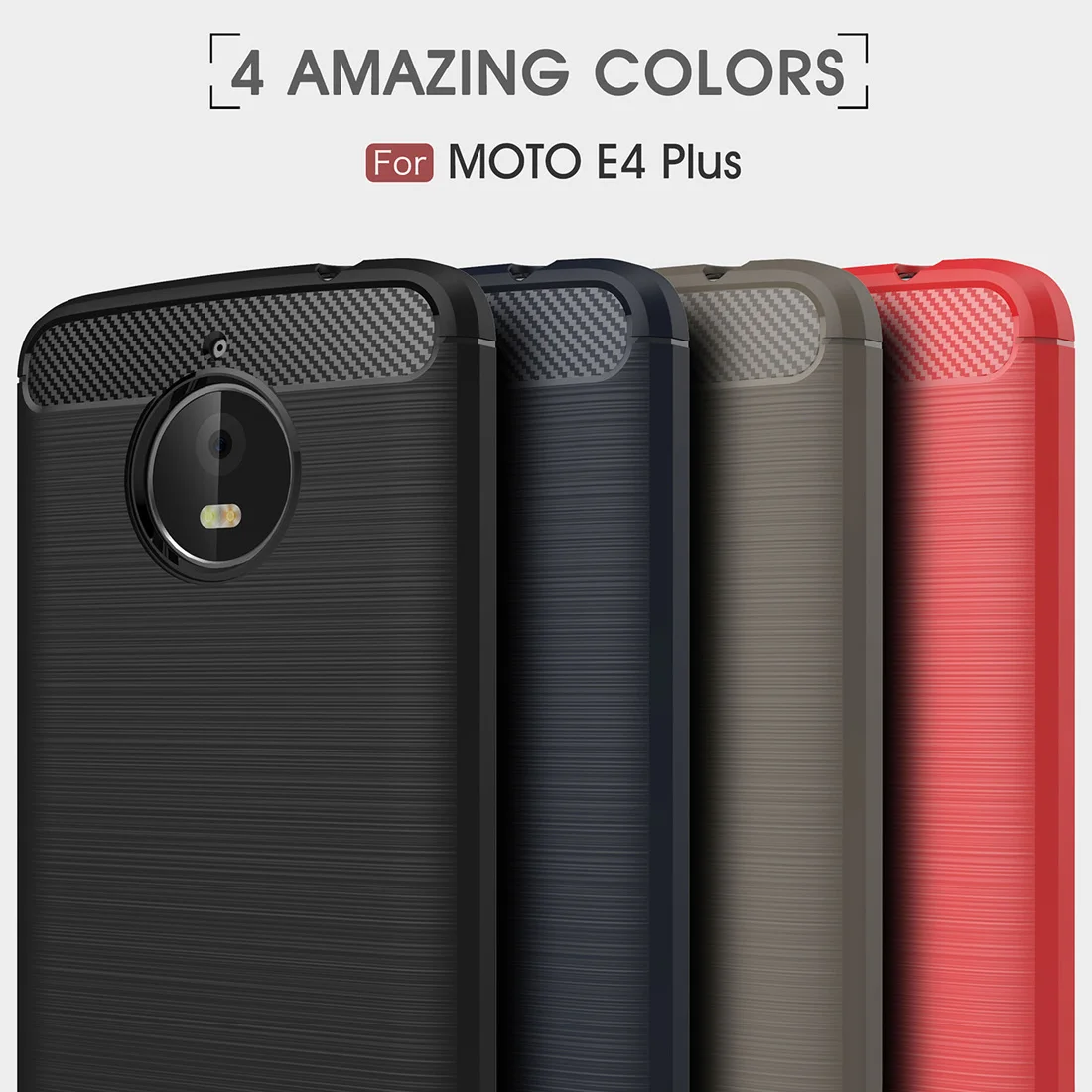 Carbon Fiber Protection Case For Motorola Moto E4 / E4 Plus Shell Back ...