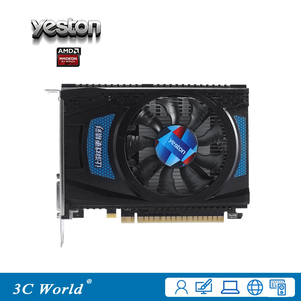 YESTON Radeon RX550 Graphics Card 4GB GDDR5 128bit HDMI DVI DP 512SP ...