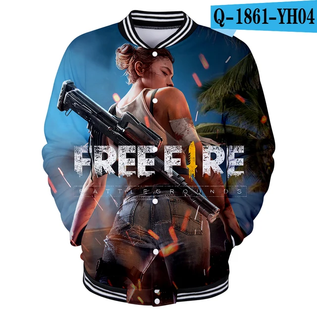 Free Fire 3D Printed Baseball Jackets Women/Men Long Sleeve Fashion ...