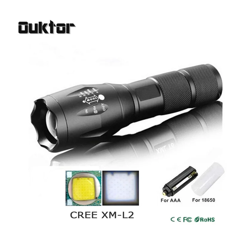 5 Modes XM L2 6000LM Led Flashlight Waterproof Zoomable Torch lights ...