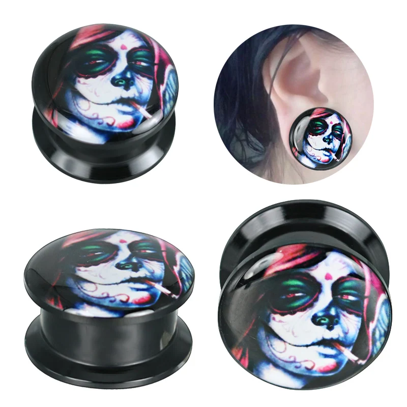 1 Pair Smoke Girls Acrylic Ear Plugs and Tunnels Piercing Expander ...