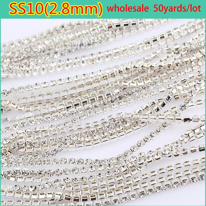 50yards rhinestones Chain white/clear SS10 2.8MM cup Chain crystal for ...