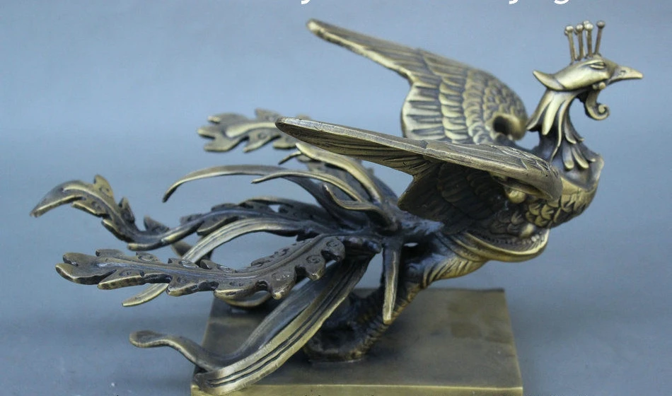 Feng Shui Chinese Bronze Copper Bird Phoenix Feng Huang Fly Fung hwang ...