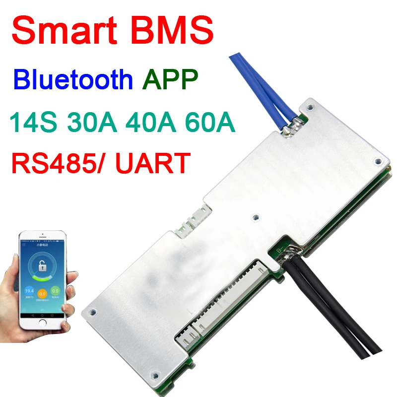 smart 14S 60A 40A 30A Lithium li ion battery protection board W ...