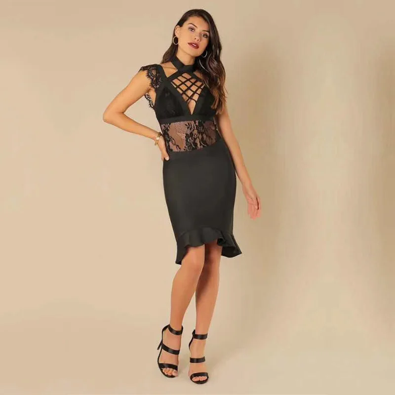Buy Sexy Bandage Dres 2018 New Style Fashion Black
