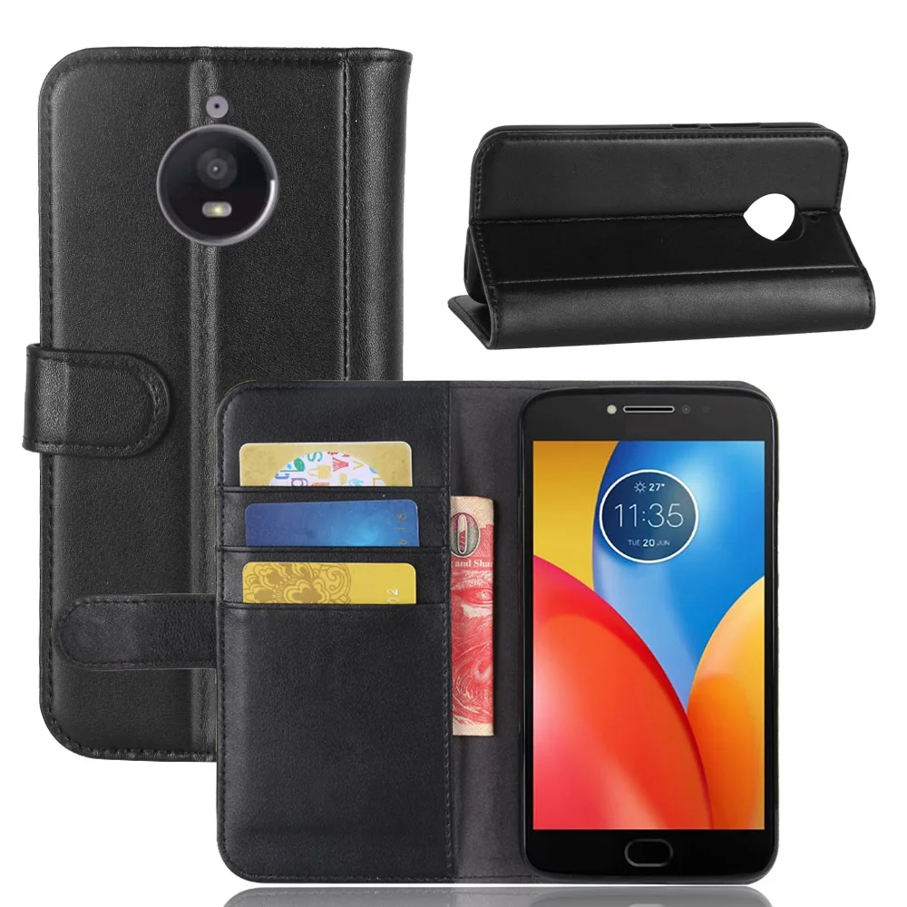 100% Luxury Genuine Leather Case For Motorola E4 PLUS Cases Holster ...