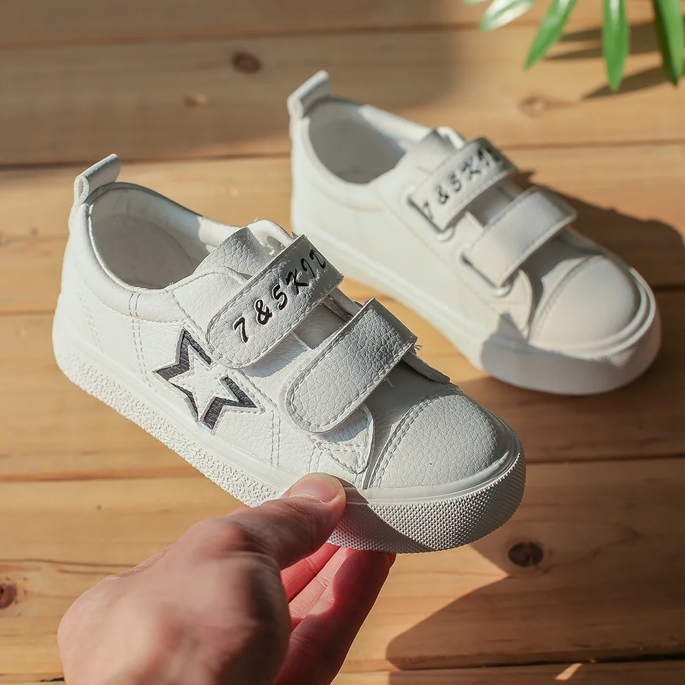 2018 Brand New High Quality Children Flat White Shoes PU Leather ...