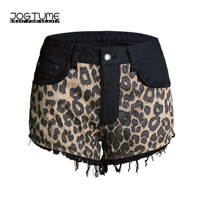 Women Summer Casual Sexy Jeans Shorts Fashion Leopard Print Patchwork ...