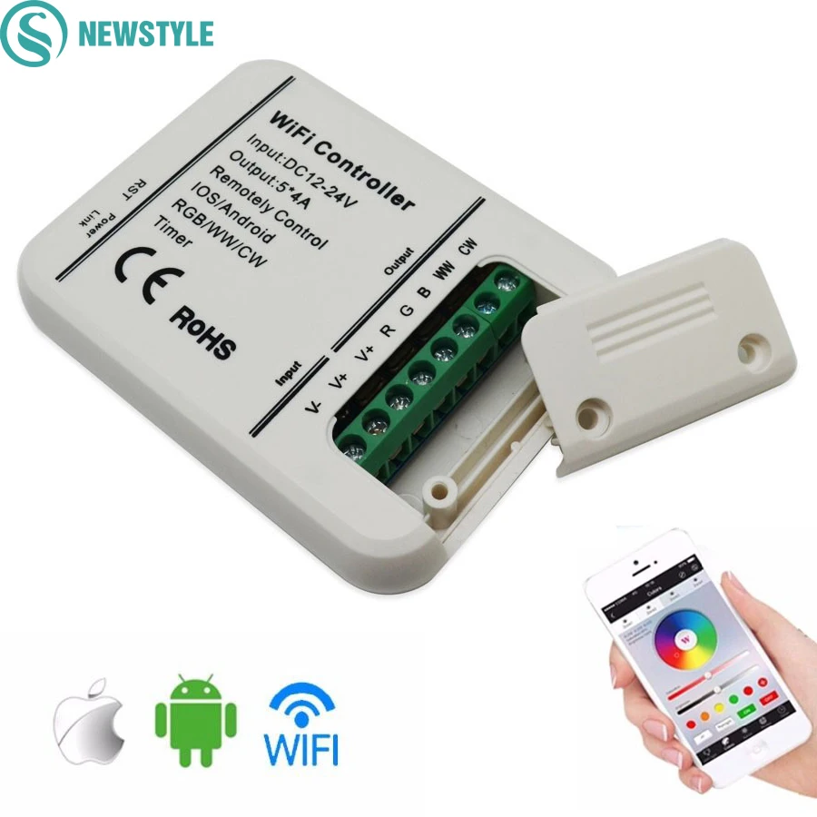 newstyle Wifi Led Controller DC12 24V 4A*5CH RGB/WW/CW LED Controller ...