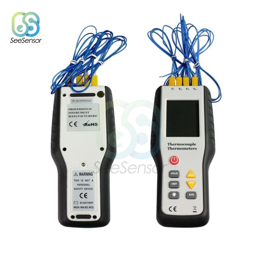Digitale-K-typ-4-Kanal-Thermoelement-Thermometer-Thermoelement-Sonde ...